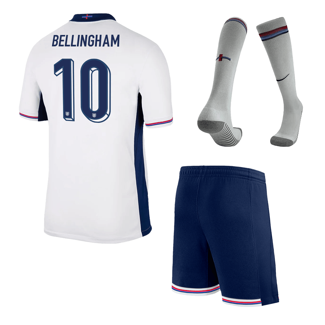 Kids England BELLINGHAM #10 Custom Home Full Soccer Kits Euro 2024 ...