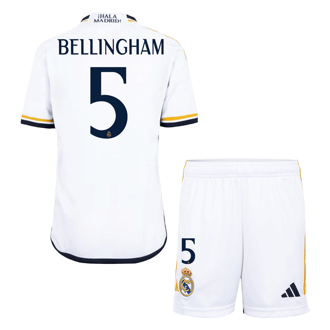 Kids Real Madrid BELLINGHAM #5 Custom Home Soccer Kits 2023/24 ...