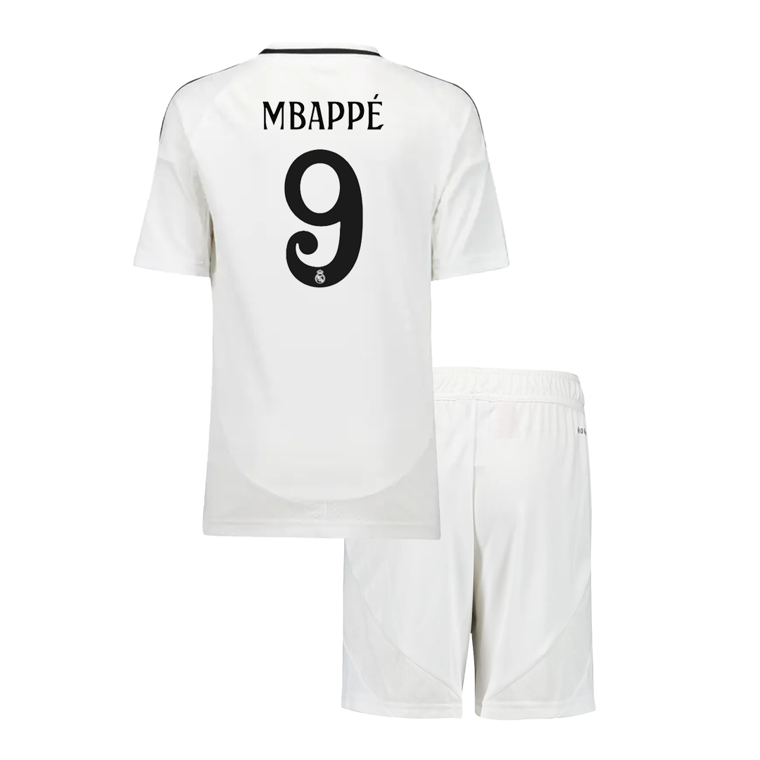 Kids Real Madrid MBAPPÉ #9 Custom Home Soccer Kits 2024/25 ...