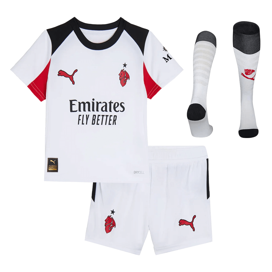 Kids AC Milan Away Custom Full Soccer Kits 2025/26 | Bestsoccerstore